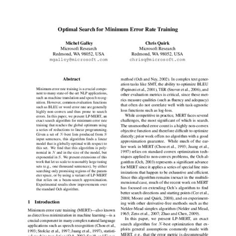 Optimal Search For Minimum Error Rate Training Acl Anthology