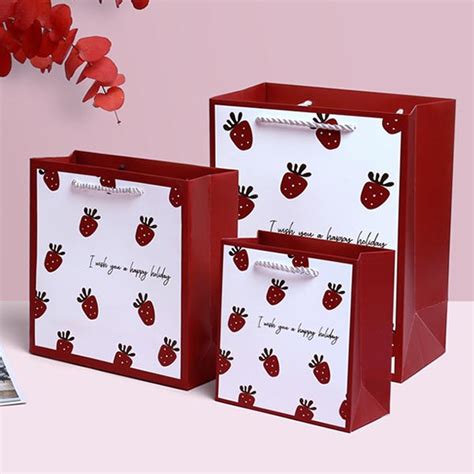 도매콜 Abm해피 홀리데이 딸기 쇼핑백 대 10개