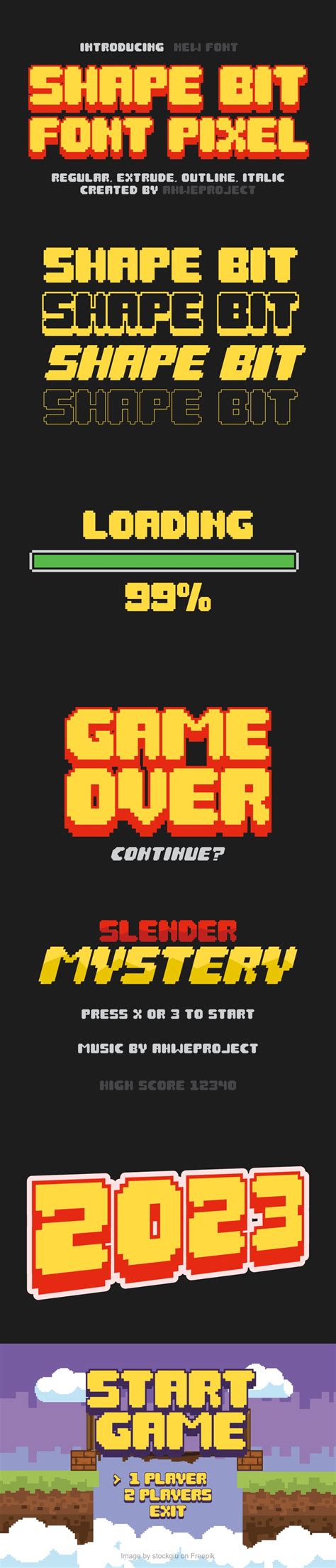 Shape Bit Pixel Font