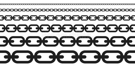 Set Of Seamless Chains Horizontal Seamless Chains Collection Isolated On White Background Stock