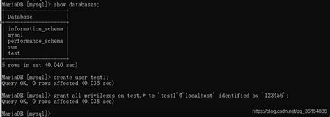 最完整的mysql、mariadb创建用户，设置密码、设置各种权限语法演示，超简单mariadb数据库在表中创建两个用户分别为user1男、graduateuser2女、bac Csdn博客