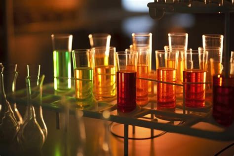 Premium Ai Image Closeup Of Test Tubes And Beakers In Science Lab Created With Generative Ai