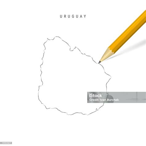 흰색 배경에 격리 된 우루과이 자유형 스케치 윤곽선 벡터 맵 3차원 형태에 대한 스톡 벡터 아트 및 기타 이미지 3차원 형태 갈음질 검은색 Istock