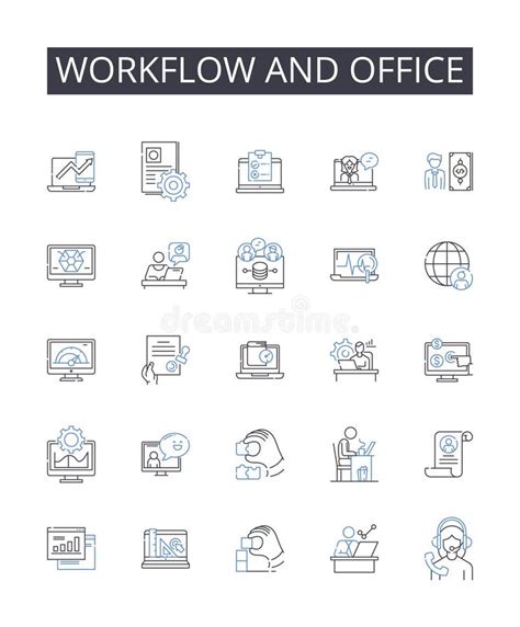 Workflow And Office Outline Icons Collection Workflow Office Automation Process Tasks