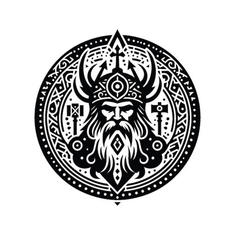 Odin In Silhouete With Bohemian Nature Pattern Illustration Premium Ai Generated Vector