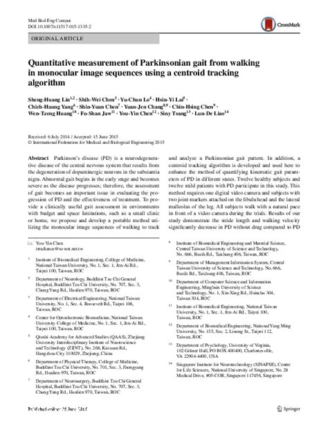 Pdf Quantitative Measurement Of Parkinsonian Gait From Walking In Monocular Image Sequences