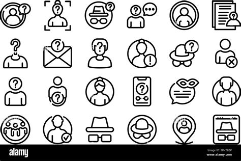 Anonymous Icons Set Outline Set Of Anonymous Vector Icons For Web Design Isolated On White