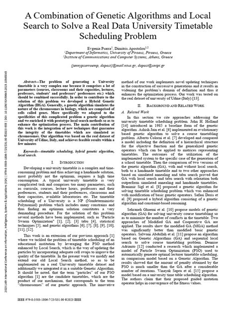 A Combination Of Genetic Algorithms And Local Search To Solve A Real Data University Timetable