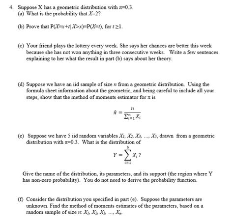 Solved 4 Suppose X Has A Geometric Distribution With R 0 3