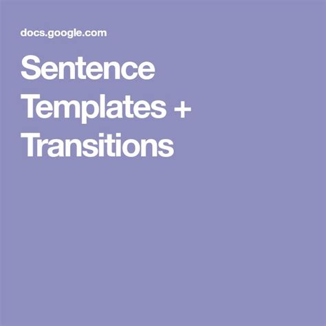 Sentence Templates Transitions