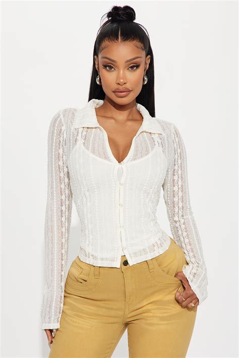Bianca Lace Shirt Ivory Fashion Nova