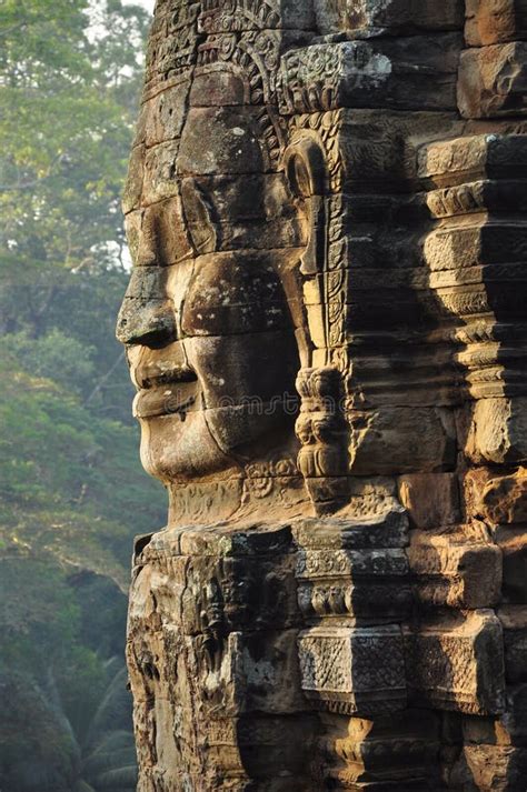 Angkor Cambodia Khmer Bayon Temple Sunrise Stock Image Image Of