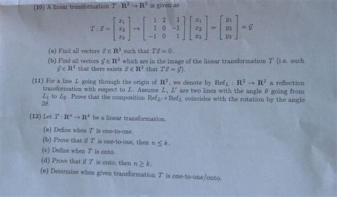 Solved 10 A Linear Transformation T R R Is Given As 21 23 Chegg Com