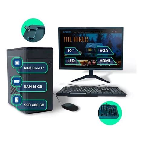 Cpu Monitor Completo Core I7 Ssd 480gb 16gb Wifi Monitor 19 ` Teclado