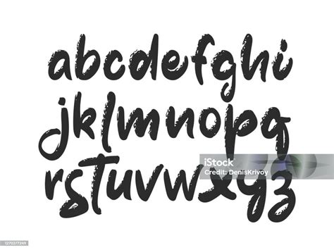 벡터 그림 손으로 그린 브러시 글꼴 흰색 배경에 손으로 쓴 영어 Abc 알파벳 컴퓨터 글자에 대한 스톡 벡터 아트 및 기타