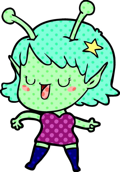 Happy Alien Girl Cartoon 12419267 Vector Art At Vecteezy
