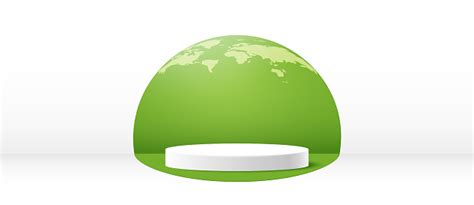 흰색 현실적인 3d 실린더 받침대 연단 반원을 배경으로 한 녹색 지구 제품 디스플레이 프리젠 테이션 최소한의 장면 벡터