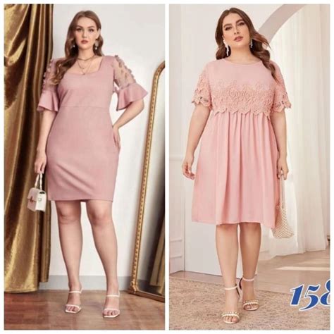 15881203 Am Formal Plain Plus Size Dress Fit To Xl Shopee Philippines