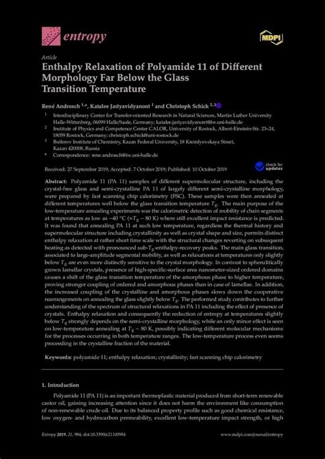 Pdf Morphology Far Below The Glass Transition Temperature