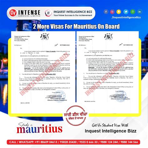 Two More Visas Were Received For Mauritius On The Board Work While