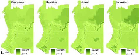 Spatial Distribution Of Value For Ecosystem Service Types