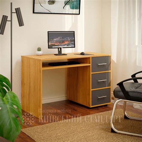 ⭐ Прямий робочий письмовий компютерний стіл 120 см для ноутбука з тумбою з шухлядами КС 09