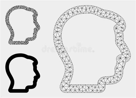 Head Profile Vector Mesh Carcass Model And Triangle Mosaic Icon Stock Vector Illustration Of
