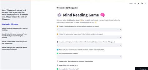 Mind Reading Game Built With Python And Streamlit 🧠 Im Excited To Share Daniyal Pervaiz 14