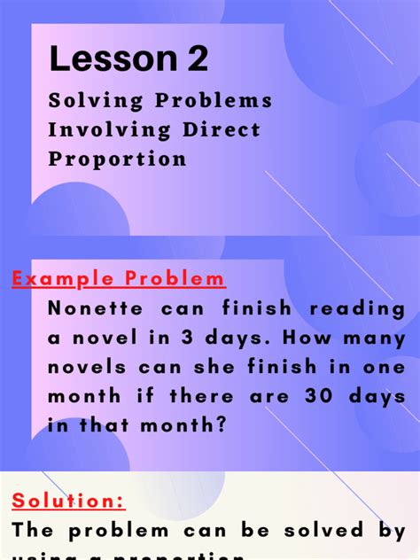 Lesson 2 Solving Problems Involving Direct Proportion Pdf