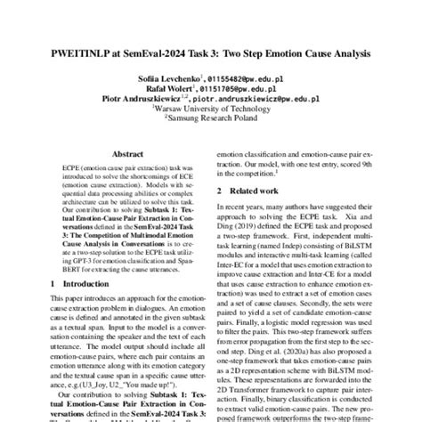 Pweitinlp At Semeval 2024 Task 3 Two Step Emotion Cause Analysis Acl