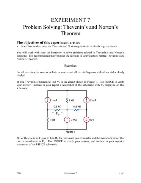 EXPERIMENT 7 Problem Solving Thevenin S And Norton S Theorem