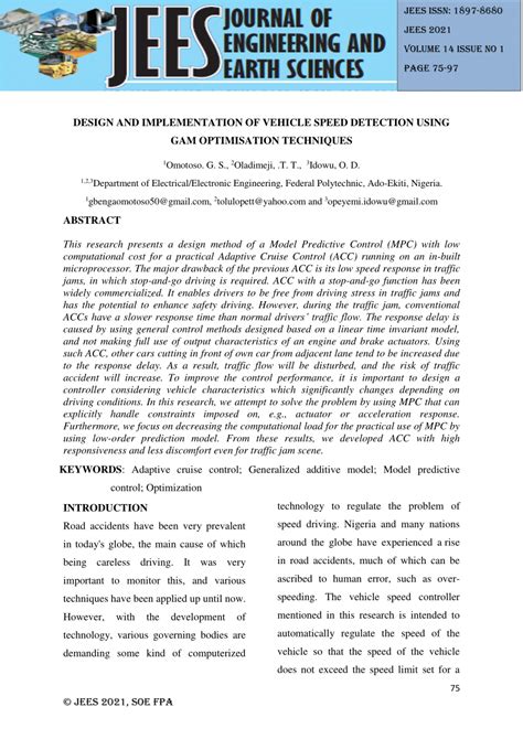 Pdf Design And Implementation Of Vehicle Speed Detection Using Gam Optimisation Techniques
