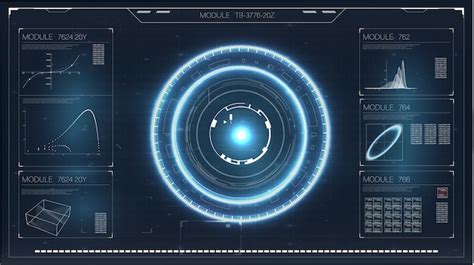 Hud 디지털 레이더 화면 Hud 기술 혁신 현대 평면 스크린 컴퓨터 모니터 프리미엄 벡터