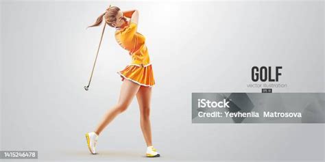 흰색 배경에 골프 선수의 현실적인 실루엣 골퍼 여자가 공을 친다 벡터 일러스트 레이 션 골프에 대한 스톡 벡터 아트 및 기타 이미지 골프 여자 골프 선수 Istock