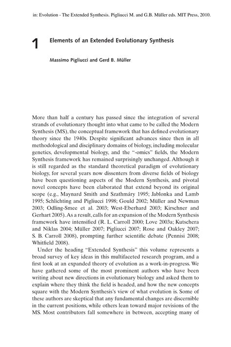 Pdf Elements Of An Extended Evolutionary Synthesis