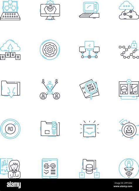 Internet Connection Linear Icons Set Wireless Ethernet Broadband Modem Router Firewall