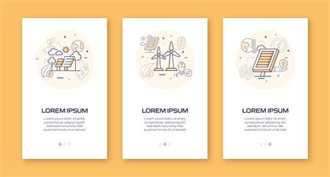 평면 아이콘이 있는 지구 온난화 컨셉 온보딩 모바일 앱 페이지 화면 Ux Ui 디자인 템플릿 벡터 일러스트레이션 제로 웨이스트에 대한 스톡 벡터 아트 및 기타 이미지