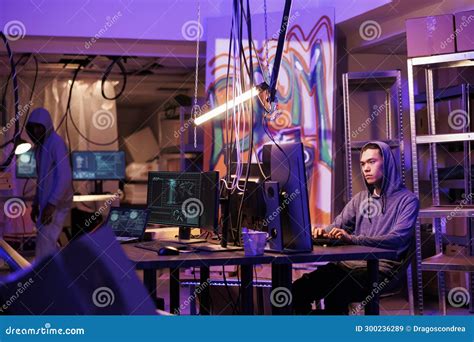 Criminal Using Computer To Hack System Stock Image Image Of Cyberterrorism Information 300236289