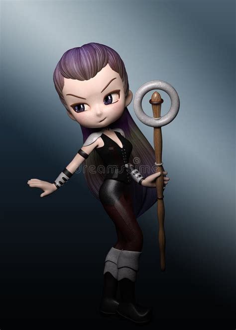 3d Toon Fantasy Girl Mage Stock Illustration Illustration Of Fairy