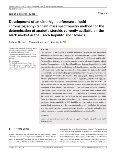 Pdf Development Of An Uhplc‐msms Method For The Determination Of Anabolic Steroids Currently