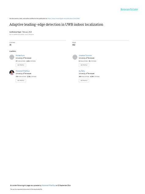 Adaptive Leading Edge Detection In Uwb Indoor Localization February