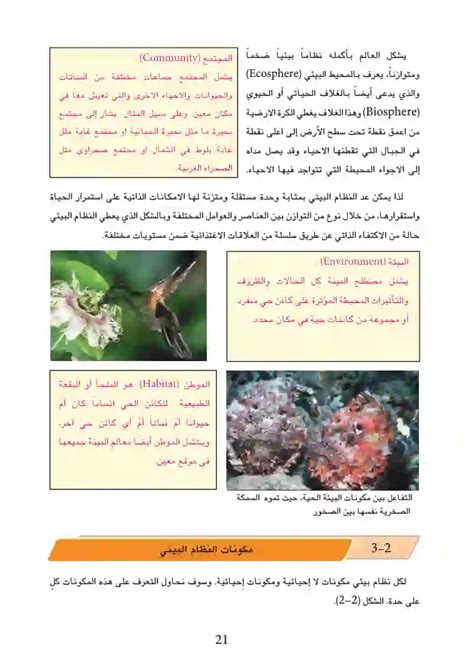 مكونات النظام البيئي علم الأحياء علمي رابع اعدادي المنهج العراقي