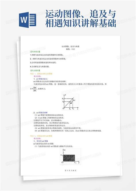 运动图像、追及与相遇知识讲解基础word模板下载 编号qgbaokwg 熊猫办公