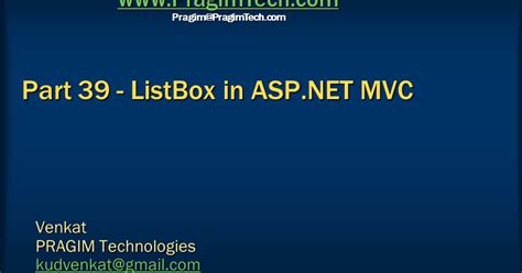 Sql Server Net And C Video Tutorial Part 39 Listbox In Aspnet Mvc