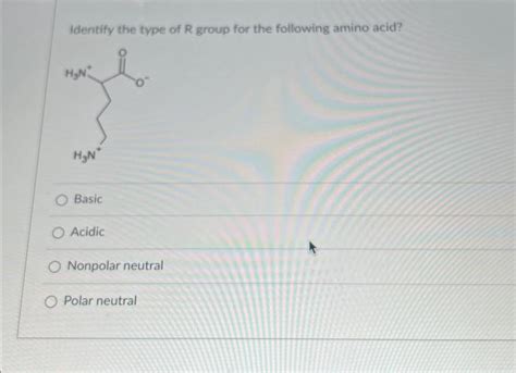 Solved Identify The Type Of R Group For The Following Amino Chegg Com