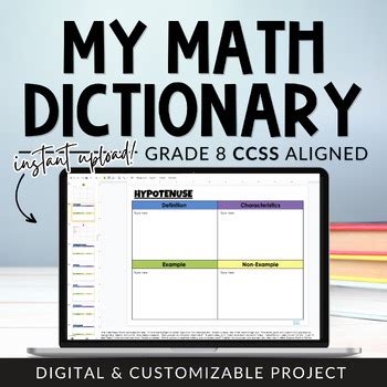 Grade 8 Ccss Math Dictionary Digital Resource Year Long Math Vocabulary
