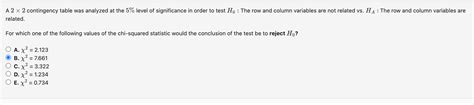 Solved A 2×2 Contingency Table Was Analyzed At The 5 Level