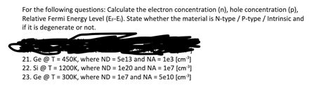 Solved For The Following Questions Calculate The Electron