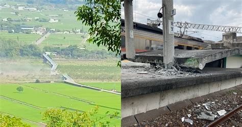 花蓮高寮、崙天大橋斷裂玉里大橋震到變形 東里車站「月台頂崩塌」列車出軌 社會 Ctwant