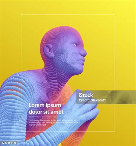 남자는 생각하고 있다 인공 지능 개념 디지털 기술 배경 벡터 그림입니다 3차원 형태에 대한 스톡 벡터 아트 및 기타 이미지
